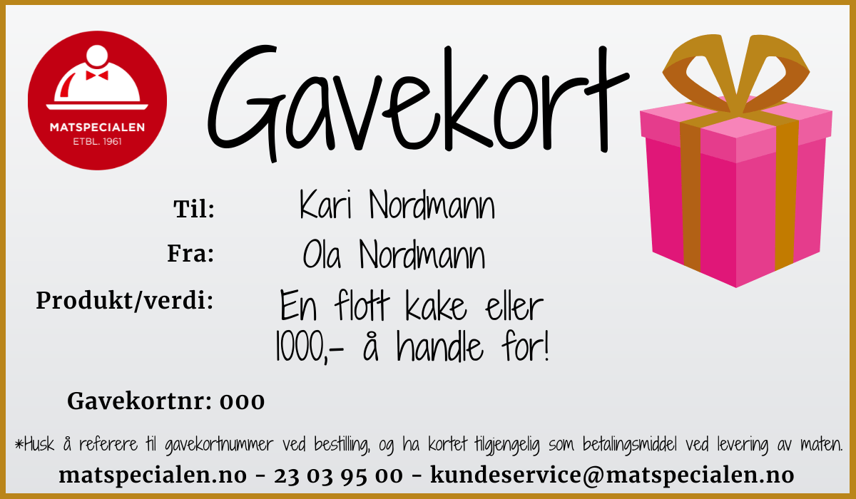 Gavekort | En Smakfull Gave fra Matspecialen | Matspecialen | Catering Oslo